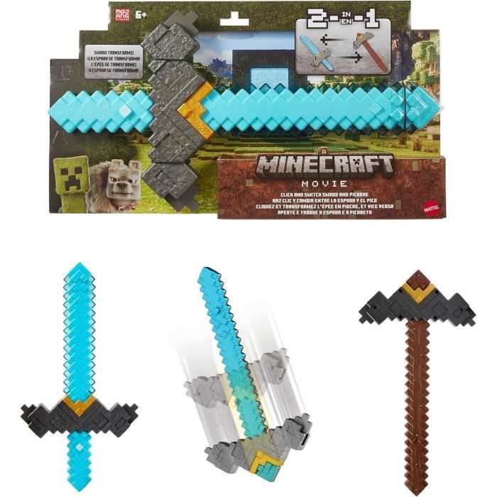 Minecraft Épée et Pioche 2 en 1, accessoire inspiré de "Minecraft : Le ...
