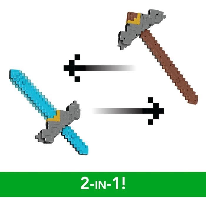 Minecraft Épée et Pioche 2 en 1, accessoire inspiré de "Minecraft : Le ...