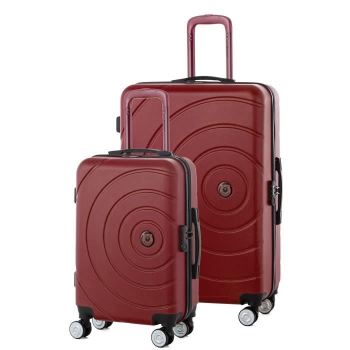 TEDDY BEAR Lot de 2 Valises Trolley Rigide ABS - 8 Roues - 50-70 cm - Rouge