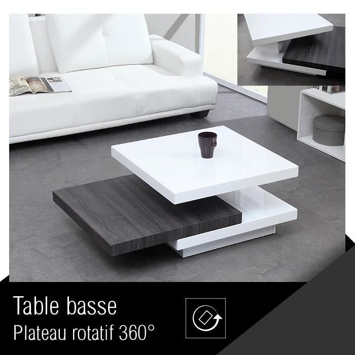 TRIO Table basse pivotante laquée blanche/grise - Cdiscount Maison