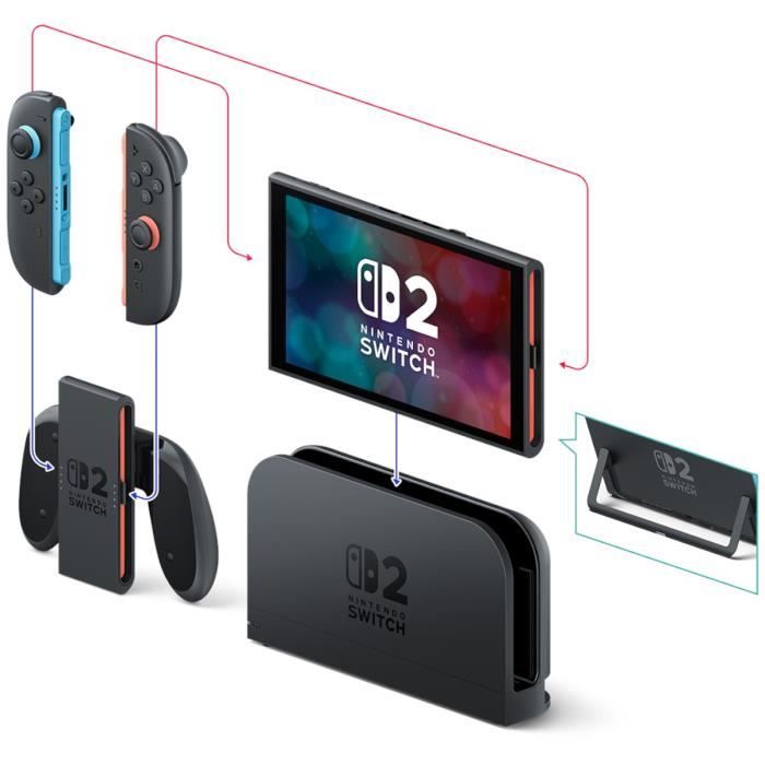 Console Nintendo Switch 2 Bleu Clair & Rouge Clair + Mario Kart World ...