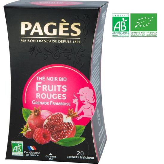 PAGES Thé Noir Fruits Rouges, Grenade, Framboise - Bio - Cdiscount Au ...