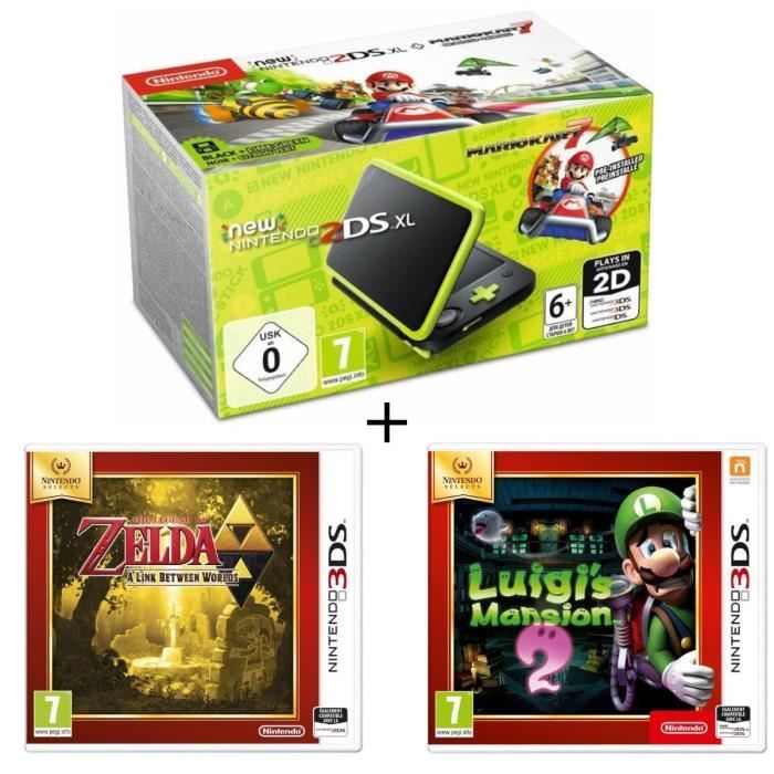 New 2DS XL Noir/Citron Vert + Luigi's Mansion 2 + The Legend of Zelda ...