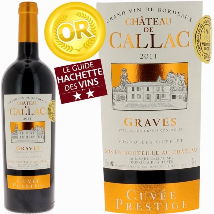 Château de Callac Prestige 2012 Graves vin rouge - La cave Cdiscount