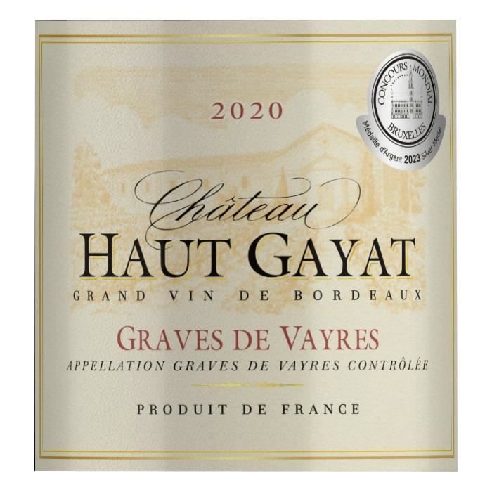 Château Haut Gayat 2020Graves de Vayres - Vin rouge de Bordeaux - La ...