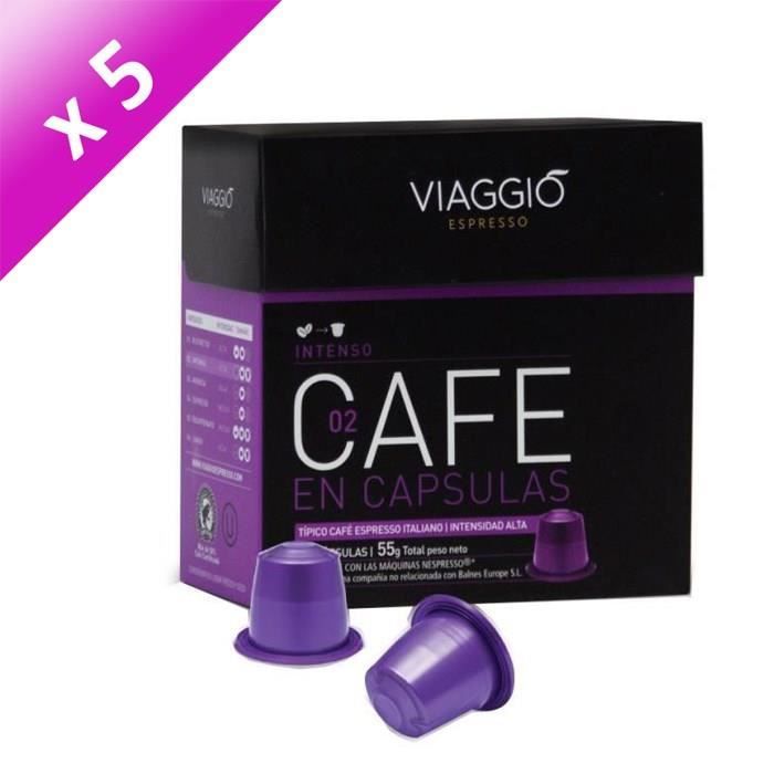 VIAGGIO ESPRESSO Lot de 5 Cafés Compatibles Nespresso Intenso 10 ...