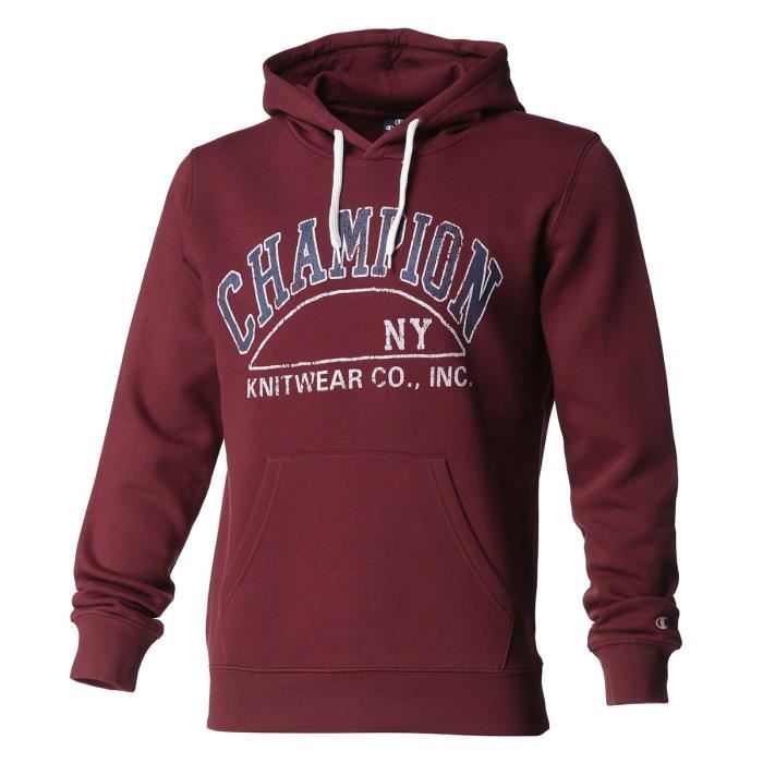 CHAMPION Sweat à capuche Fall Fleece Burgundy - Homme - Bordeaux ...