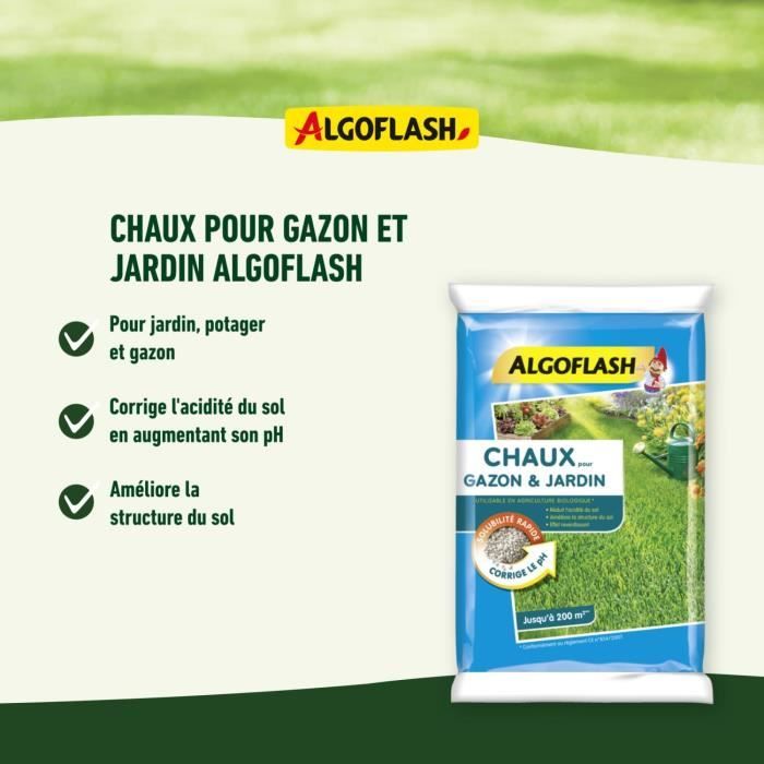 ALGOFLASH Chaux pour gazon et jardin - 10 kg - Cdiscount Jardin