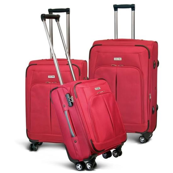 KINSTON Set de 3 Valises Trolley 4 roues 48/60/70 cm Rouge