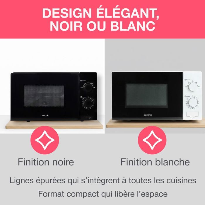 Micro-ondes OCEANIC MO20W11 Blanc 45,4 x H26,1 x P32,6 cm - 20L - Cdiscount Electroménager