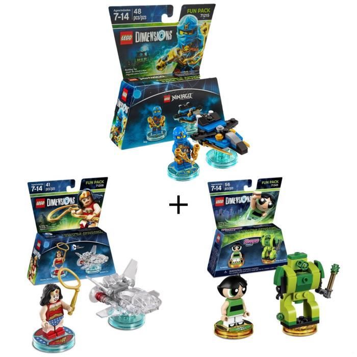 Pack LEGO de 3 Figurines LEGO Dimensions: Jay Ninjago + Wonder Woman ...