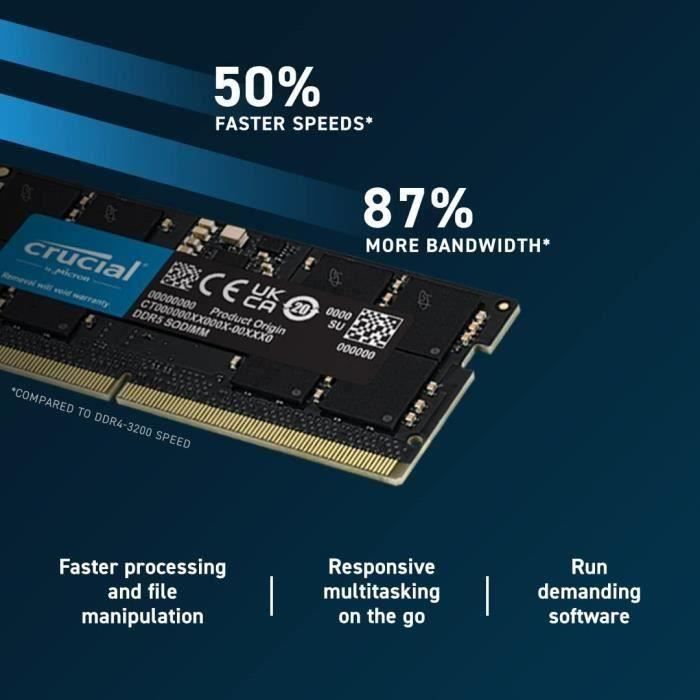 CRUCIAL Mémoire RAM DDR5 - 16GB - 4800 MT/s - CL40 - SODIMM - Cdiscount ...