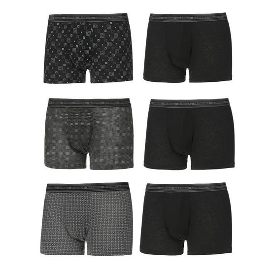 MEN'S LINE BY MARGINAL Lot de 6 Boxers Noir Homme Noir - Cdiscount Prêt ...
