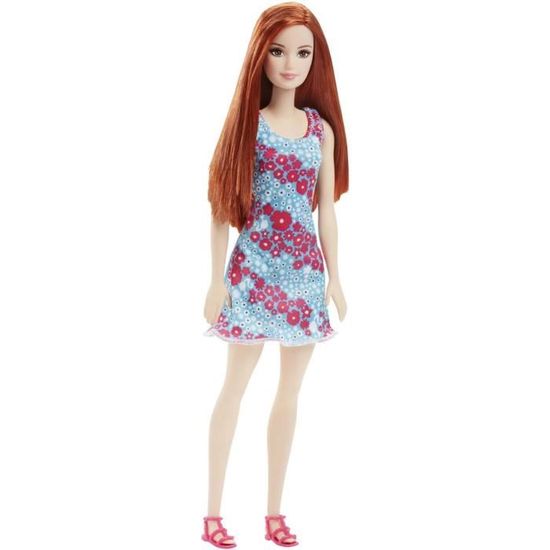 BARBIE - Chic Rousse - Robe Fleurie Bleue - Cdiscount Jeux - Jouets