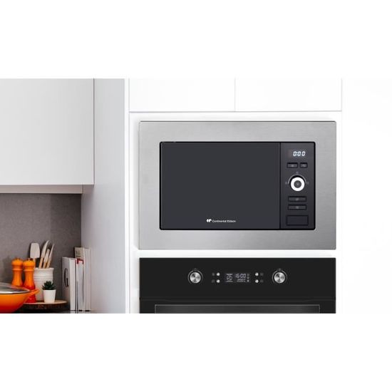Four micro-ondes encastrable CONTINENTAL EDISON MO20IXES Noir et Inox L59,5 x 38,8 x P34,5 cm ...