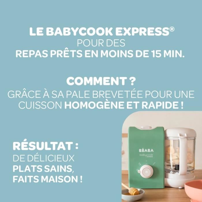 BEABA, Babycook express, robot bébé, 4 en 1 mixeur-cuiseur, vert sauge ...