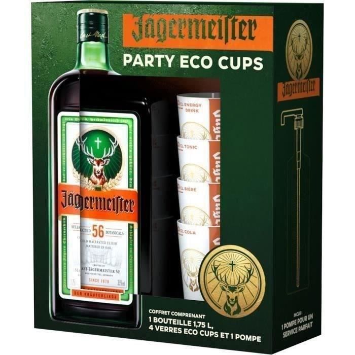Coffret PartyPack - Liqueur Jägermeister 35,0% Vol. 175cl + 4 verres ...